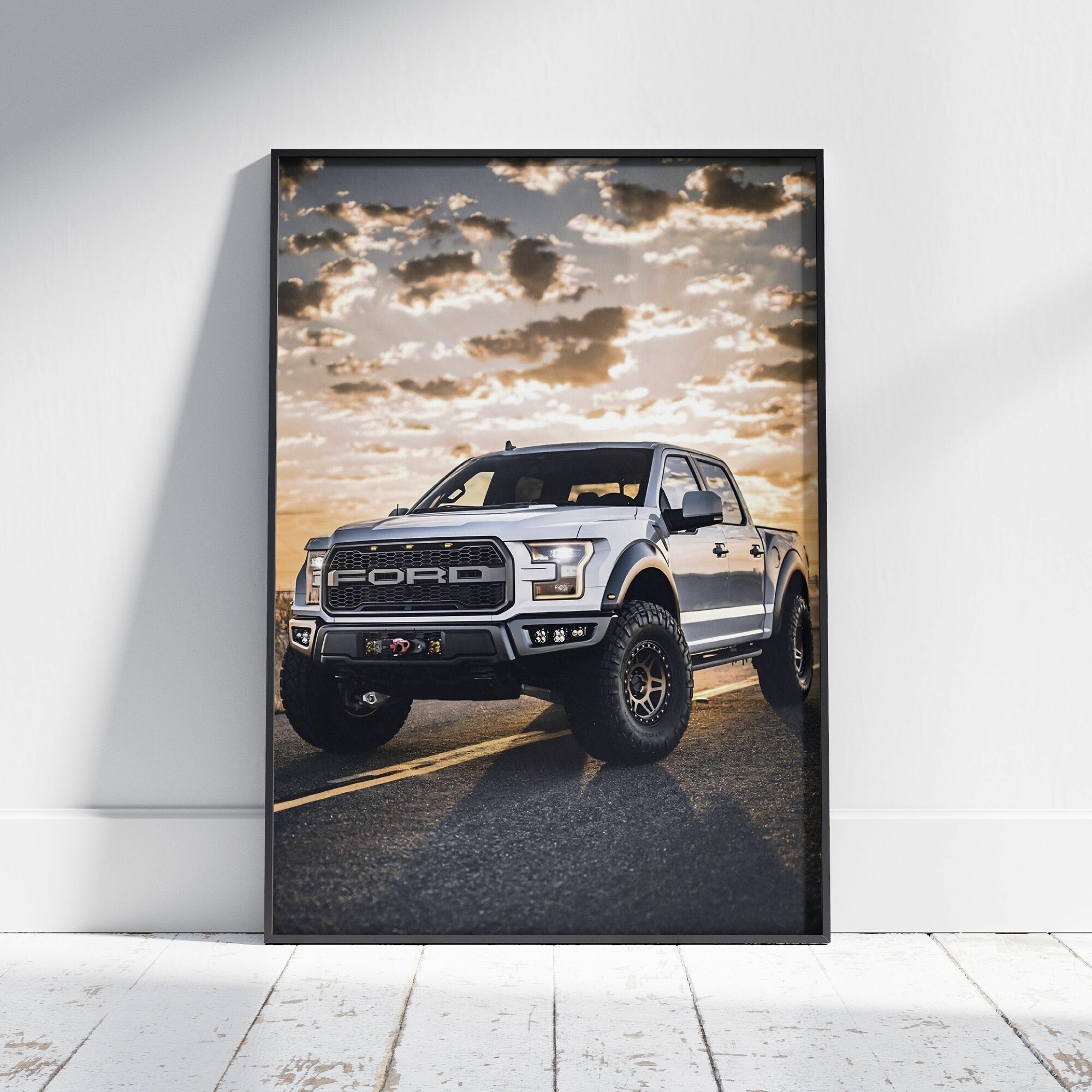 Плакат на стену для интерьера Культовые машины (Ford F 150 Raptor 1) - Постер по легендарным и классическим ретро автомобилям формата А4 (21x30 см)