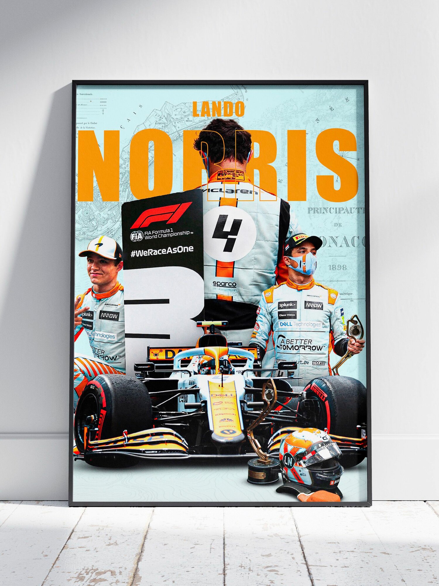 Плакат на стену для интерьера Пилоты Формулы 1 (Ландо Норрис - Lando Norris 1) - Постер по спорту и физической активности формата A4 (21x30 см)