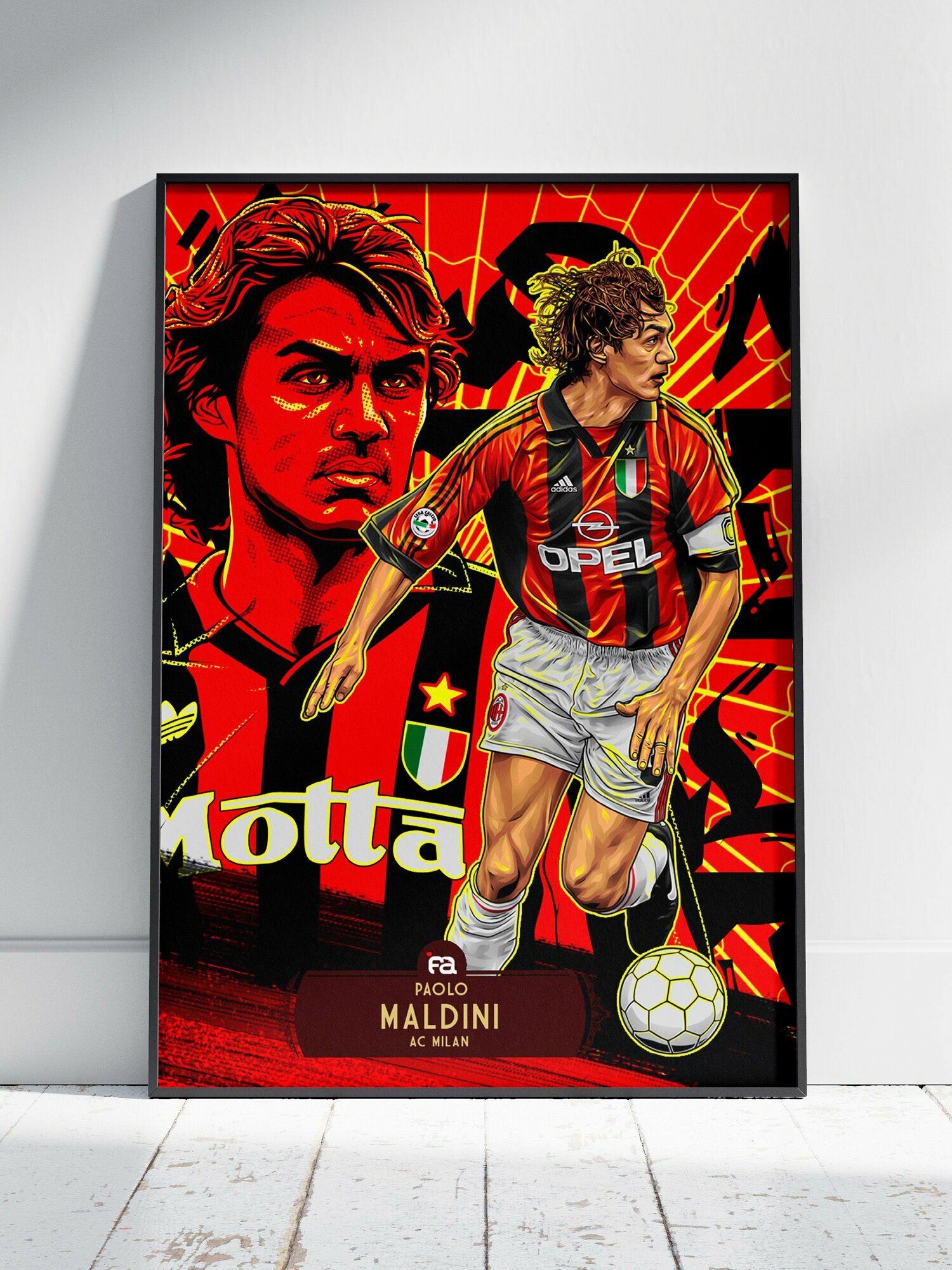 Плакат на стену для интерьера Милан (Паоло Мальдини - Paolo Maldini 1) - Постер по спорту и физической активности формата A4 (21x30 см)