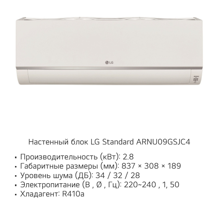 Настенный блок LG Standard ARNU09GSJC4 VRF MULTI V