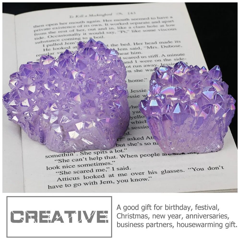 Натуральный кристаллический камень-фигурка фиолетового цвета для домашнего декора