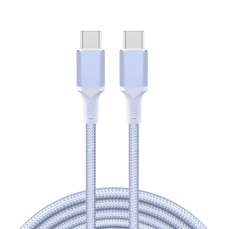 Двойной USB-C кабель для быстрой зарядки с фиолетовым гексагональным узором, длина 1 метр