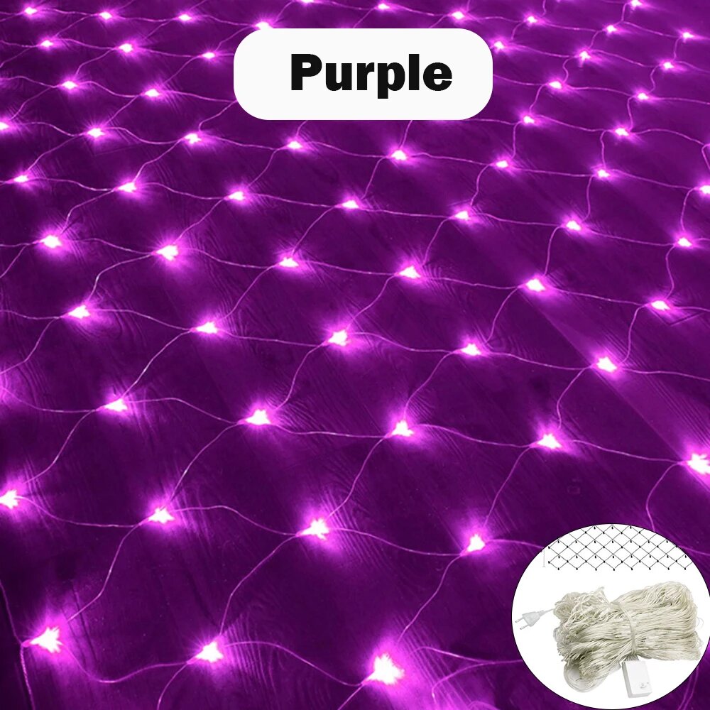 Сетчатая светодиодная нить-фея 1,5x1,5 м, 3x2 м, 6x4 м, 8x10 м с розеткой для улицы, сада, свадебных украшений, домашней светодиодной занавесной лампы