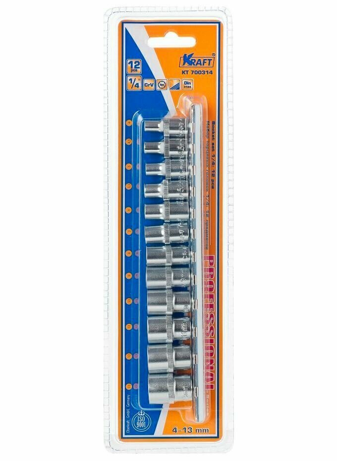 Набор головок 1/4" 12 предм. 4 13мм (KT) 700314