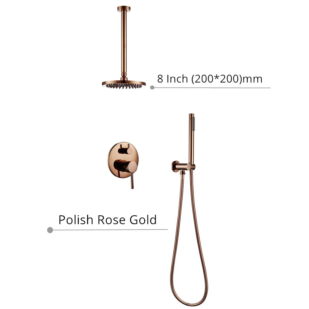 Черная система душа Комплект раковина для ванной смеситель переключатель кран Бронза Потолок или Стена Рука Держатель душа с 8-16" дождевым головкой-Потолочная установка-8