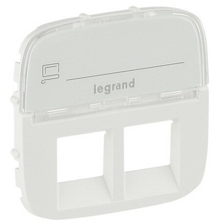 Legrand (Легранд) Лицевая панель - Valena Allure - для двойных розеток RJ 45 и RJ 11 Кат. № 7 530 32/39/41/43/45/47/49 с держателем маркировки - белый 755485