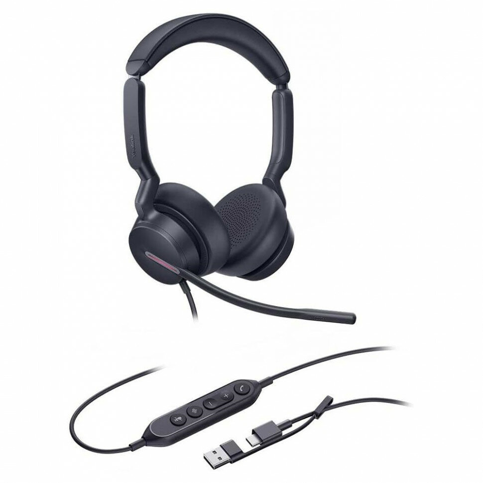Проводная USB-гарнитура Yealink UH46 Dual UC, HD звук, LED-индикатор, USB-C/A