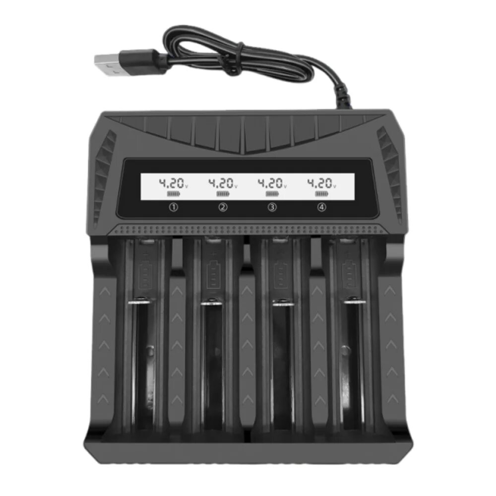 Зарядное устройство для литиевых аккумуляторов на 4 слота, 1.2V-1.5V Ni-MH, 3.7V-4.2V Li-ion, с ЖК-дисплеем, USB-зарядка, интеллектуальное ЖК-устройство с дисплеем