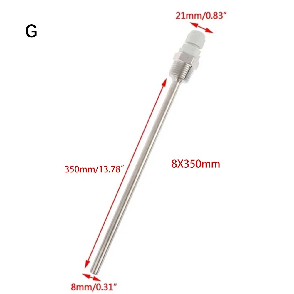 Термогильза из нержавеющей стали 8x350 мм, 1/2" NPT