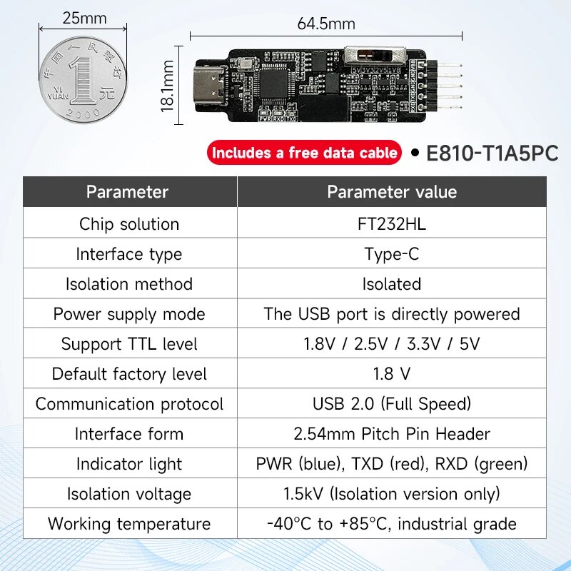 Модуль USB-TTL EBYTE E810-T1 3/6/12 Мбит/с