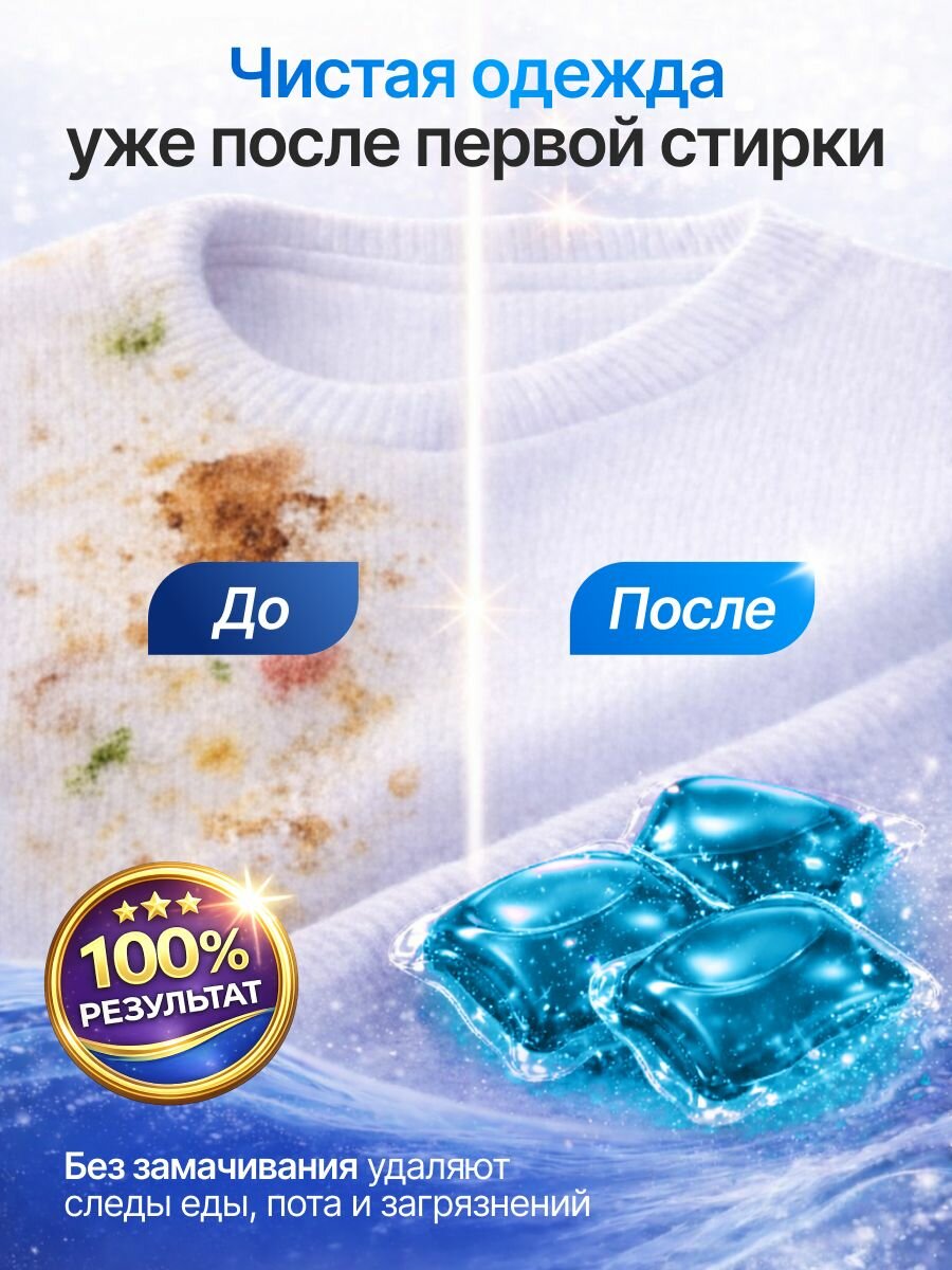 Капсулы для стирки белья FRESH X, Свежесть Океана, 100 шт