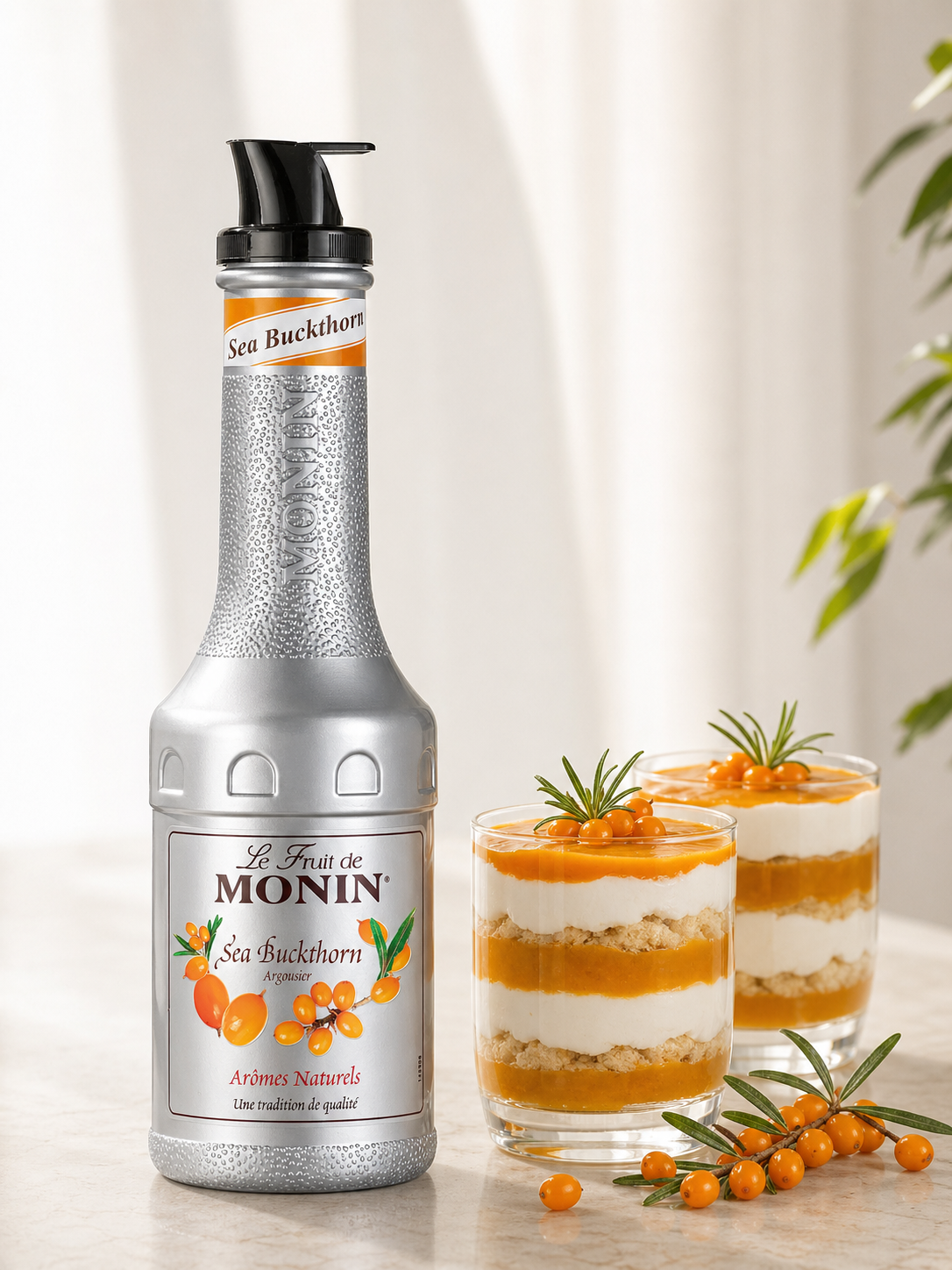 Основа (пюре) для напитков Облепиха 1л Monin, без ГМО, натуральный продукт