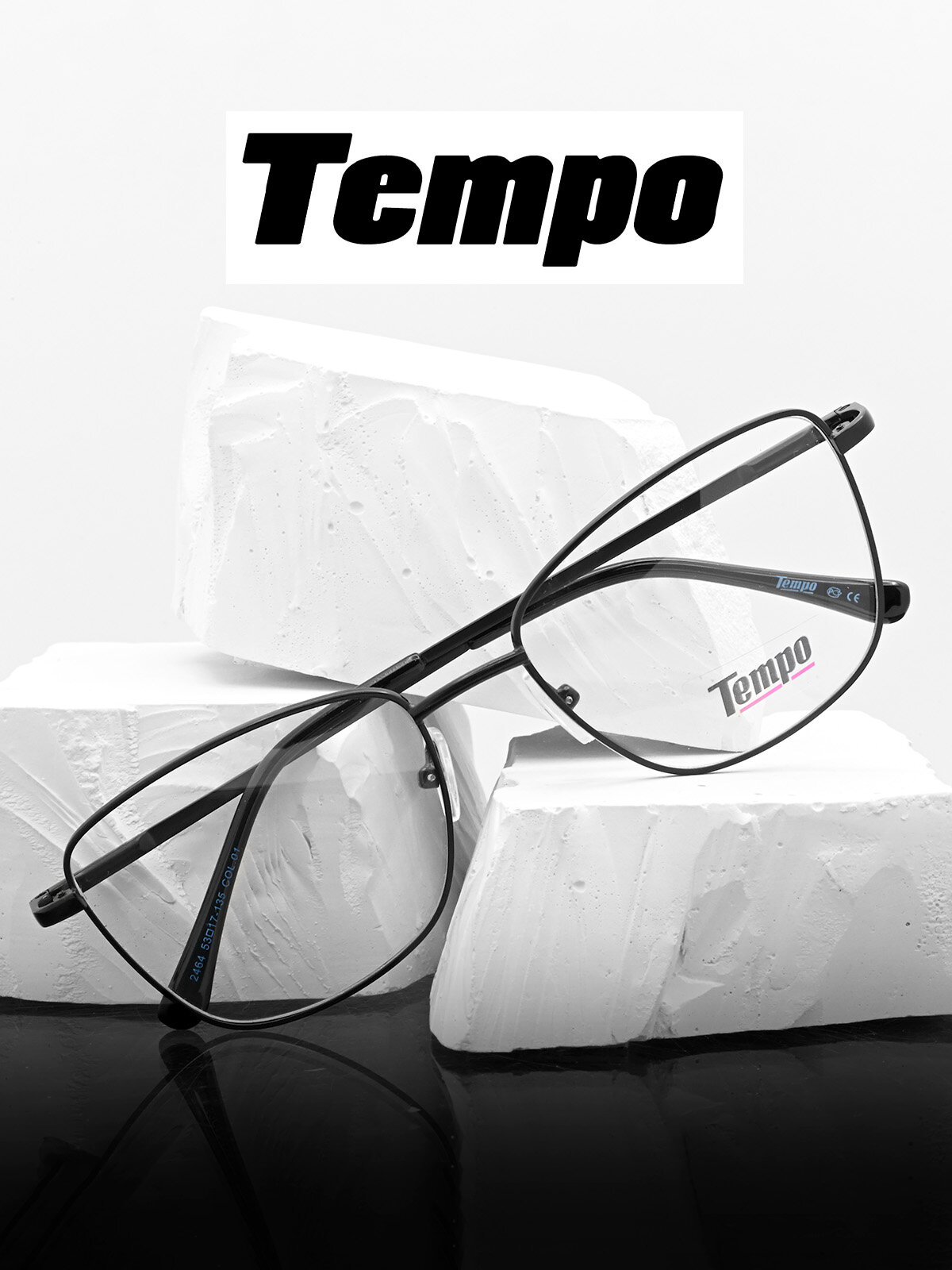 Оправа для очков Tempo 2464 C01 пол Женский форма оправы Геометрическая цвет оправы Чёрный