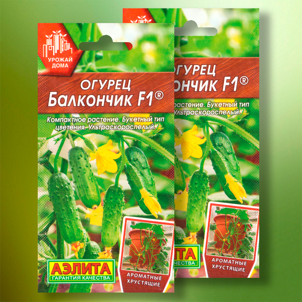 Семена огурца "Балкончик F1", изготовитель "Агрофирма Аэлита", 2шт.