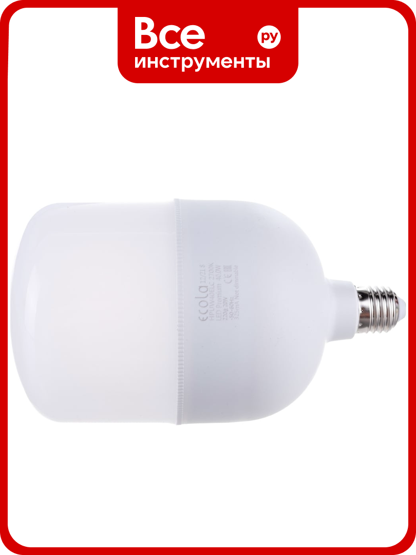 Светодиодная лампа Ecola High Power LED Premium 40W 220V универс. E27/E40 лампа 2700K 180x110mm HPUW40ELC