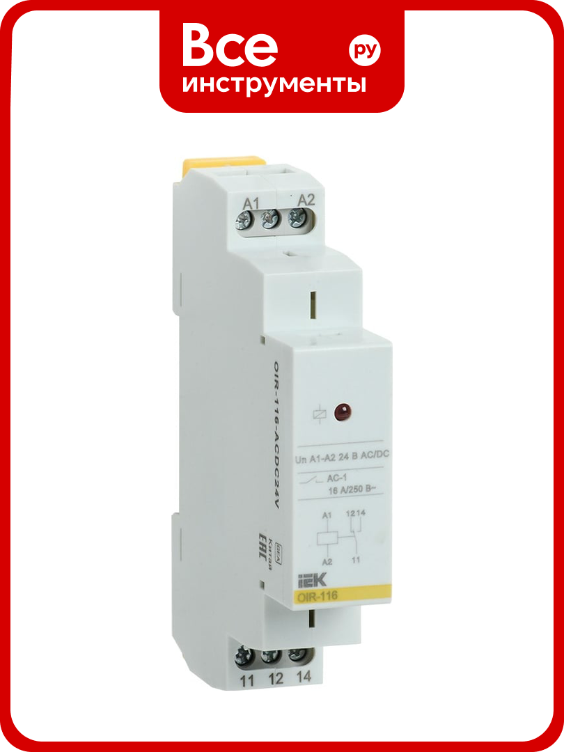 Промежуточное реле IEK OIR 1 контакт 16А 24В AC/DC OIR-116-ACDC24V