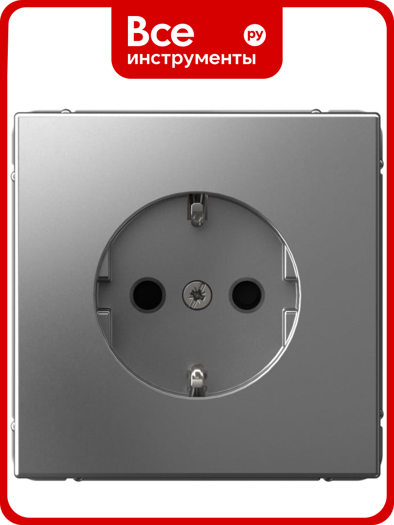 Розетка Systeme Electric ArtGallery Сталь с заземлением, со шторками, 16А, механизм