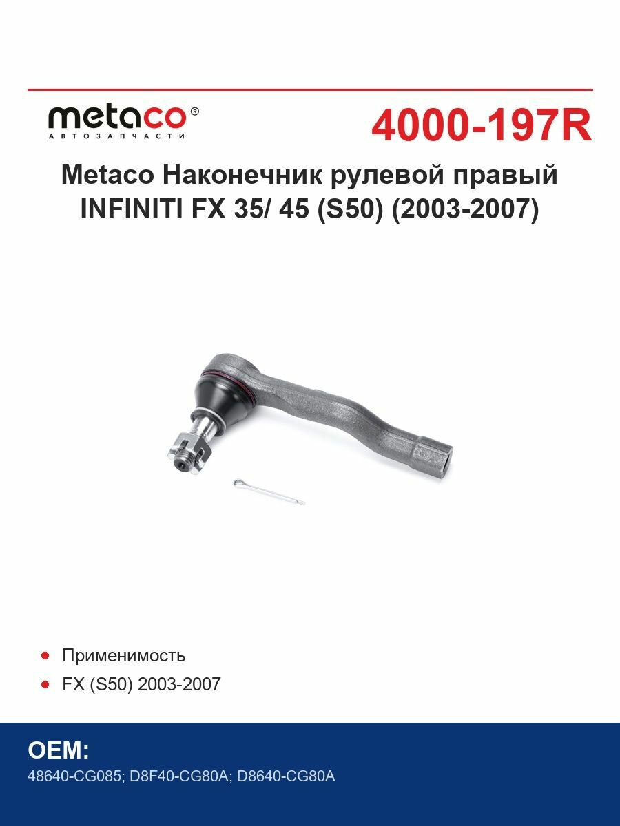 Metaco Наконечник рулевой правый INFINITI FX 35/ 45 (S50) (2003-2007)