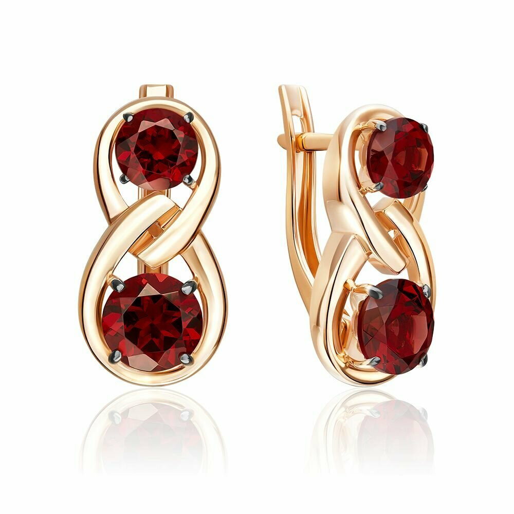 Серьги, красное золото, 585 проба, гранат