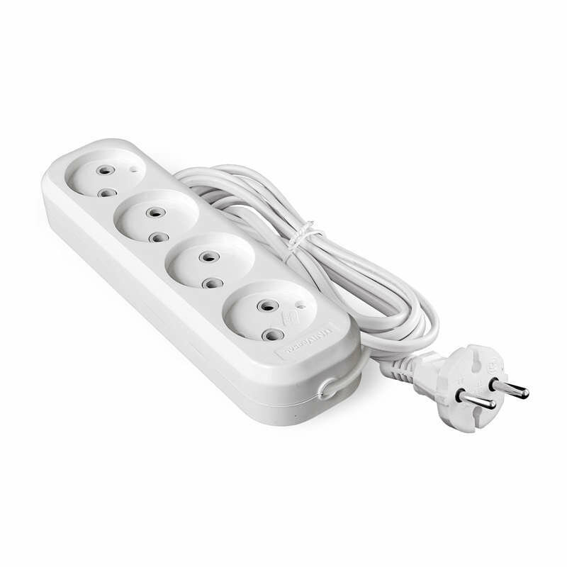 Удлинитель силовой Universal 4х5 м, без заземления, 6А, IP20, 2х0.75 мм2