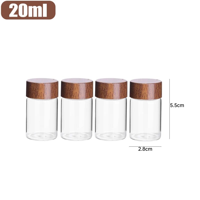 Стеклянные бутылочки 20мл с деревянной крышкой (M-20ml)