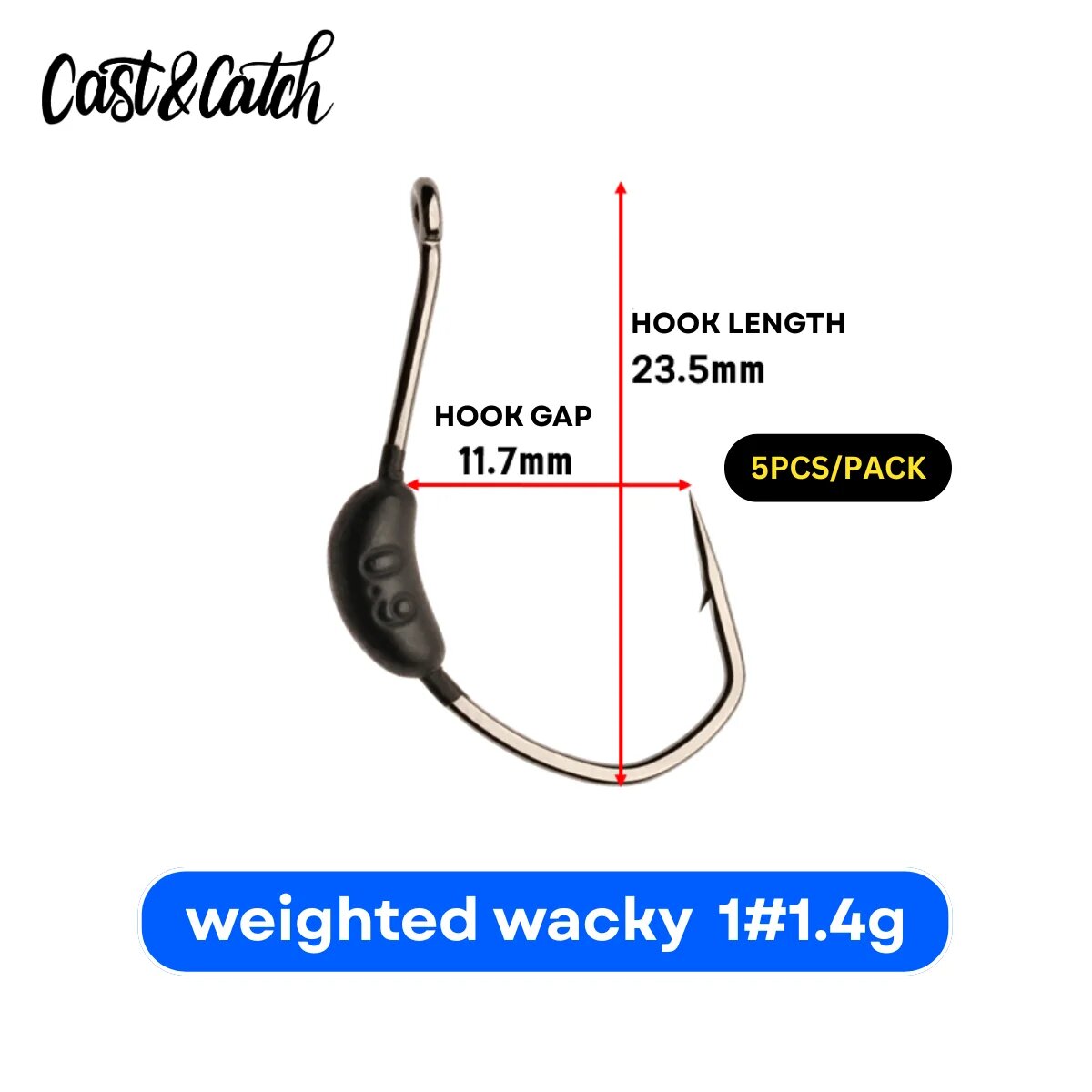 Cast&Catch Утяжеленный крючок Wacky 1# 1.4g