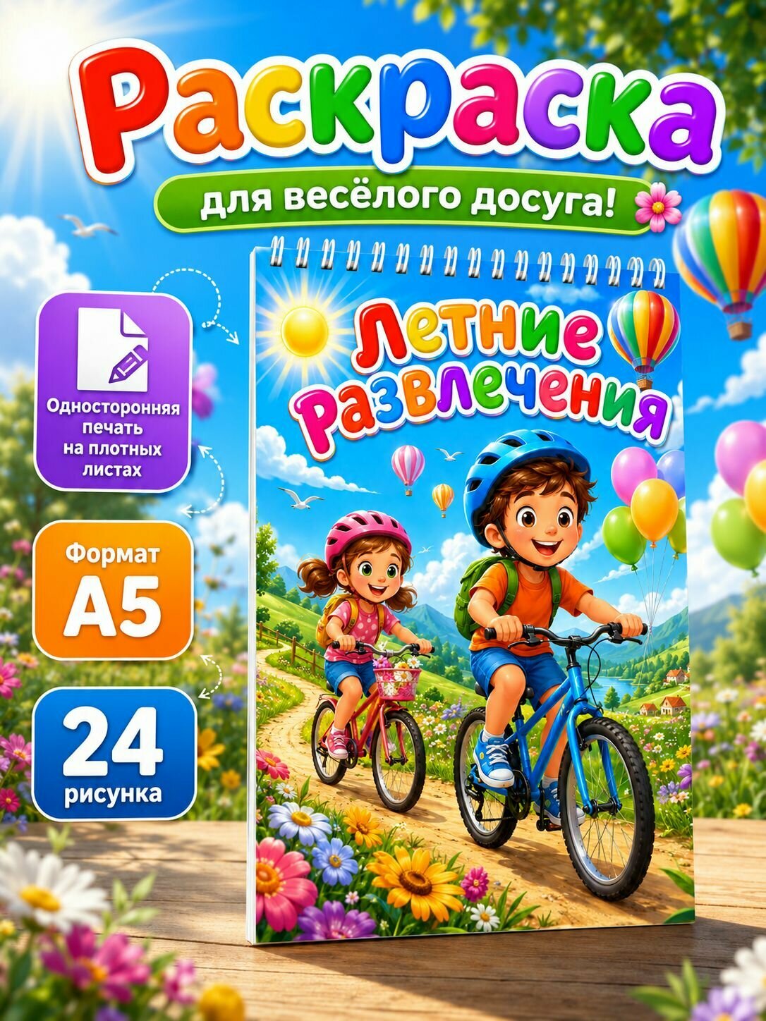 Раскраска для детей Летние развлечения