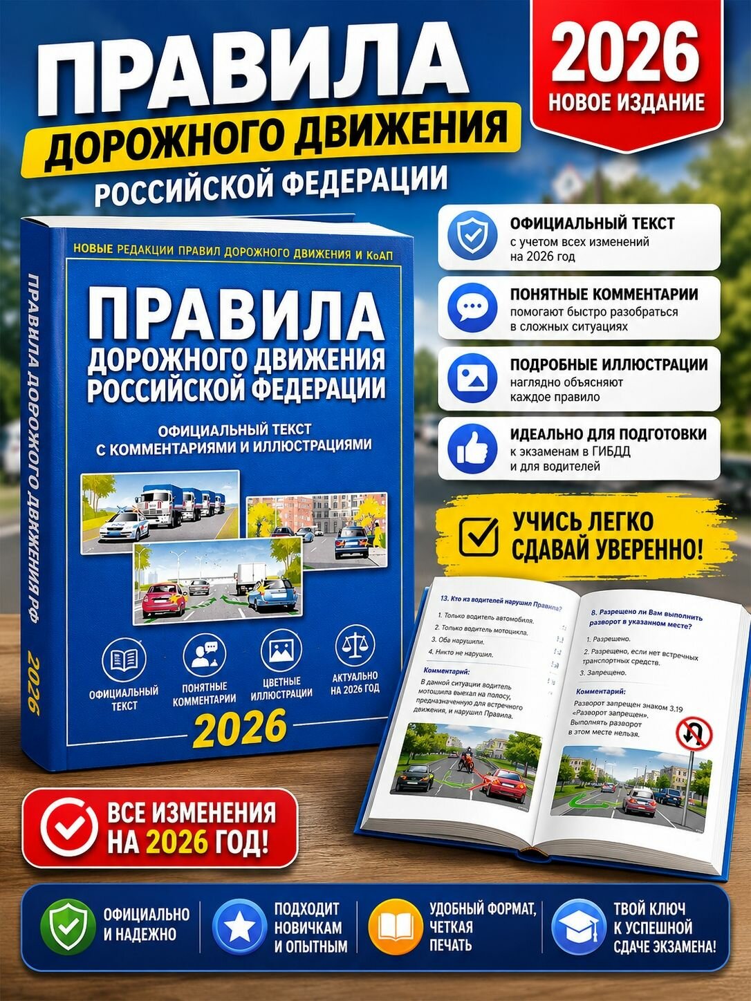 Экзаменационные билеты ПДД РФ с комментариями и иллюстрациями, 2026г. (9785908004800)