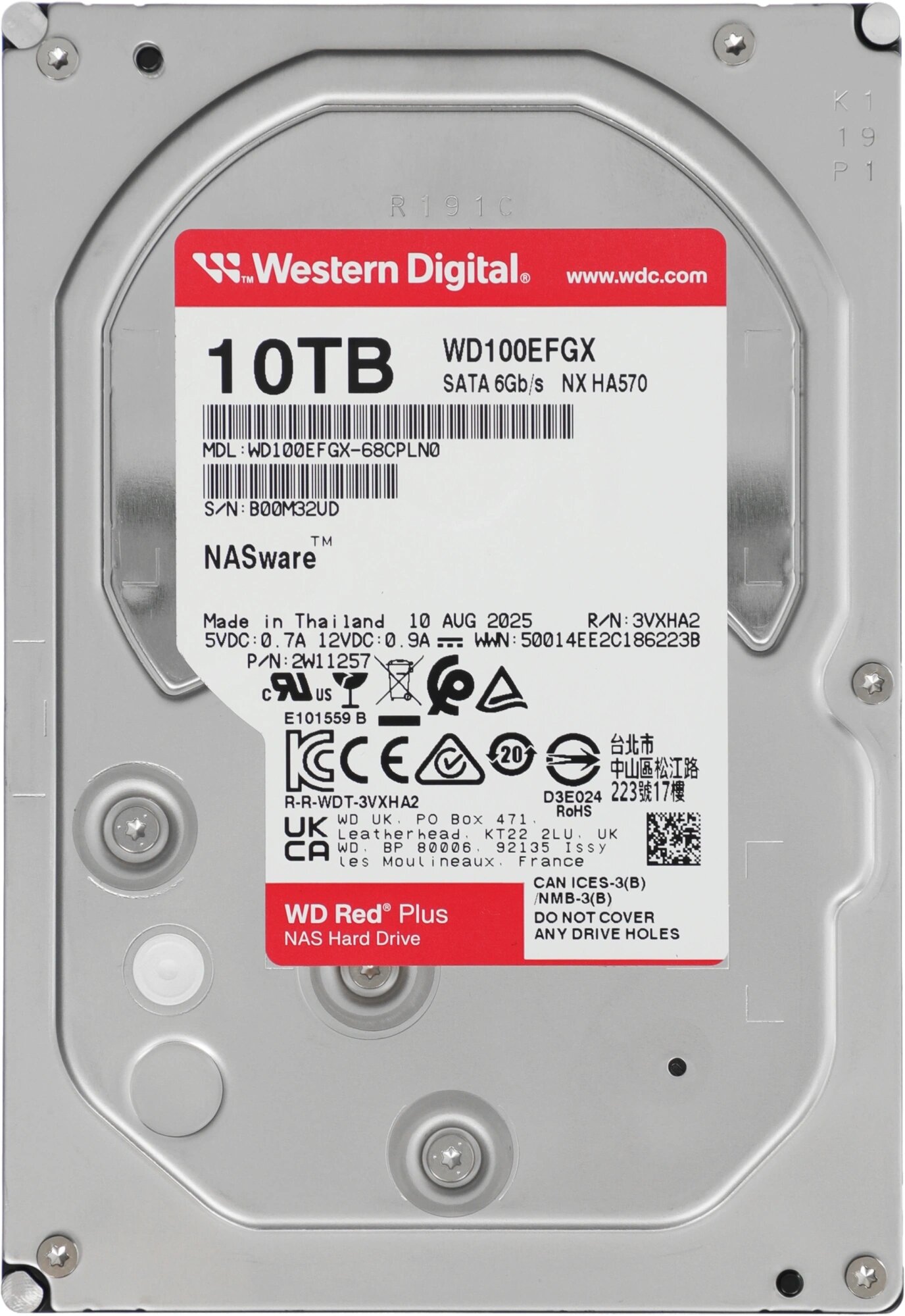 Жесткий диск 10TB WD SATA-III WD100EFGX Red Plus 7200rpm 3.5"