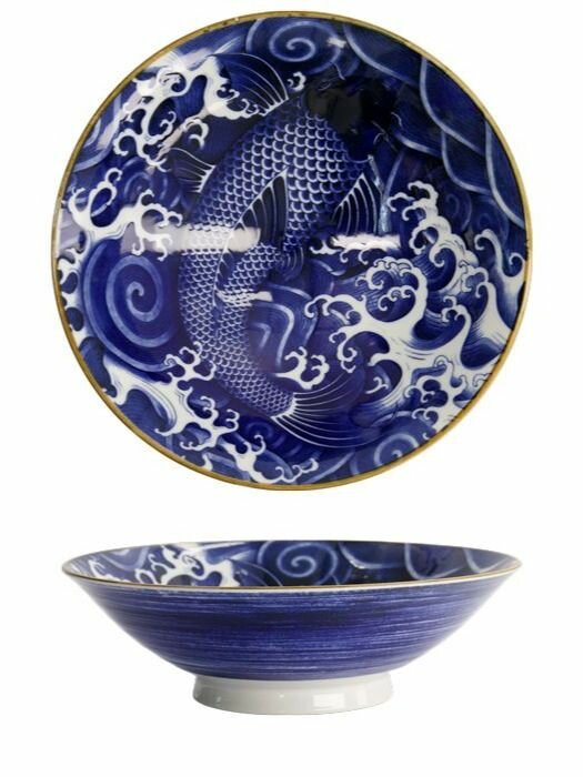 Салатник фарфоровый TOKYO DESIGN Japonism Carp, 1600 мл, 25,2 см, синий
