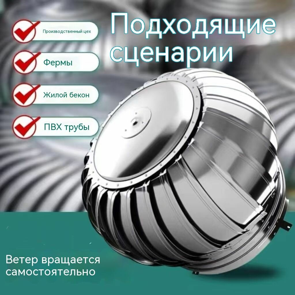 Турбодефлектор нержавеющая сталь, дефлектор для вентиляции, внутренний диаметр 250 мм