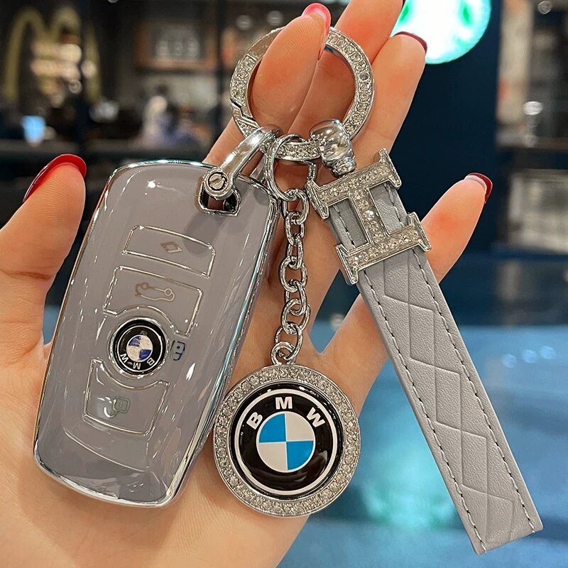 BMW Ключевой держатель A-Style, серо-голубой с ремнем H-логотипом и цепочкой с логотипом для 3/5/X3/X1