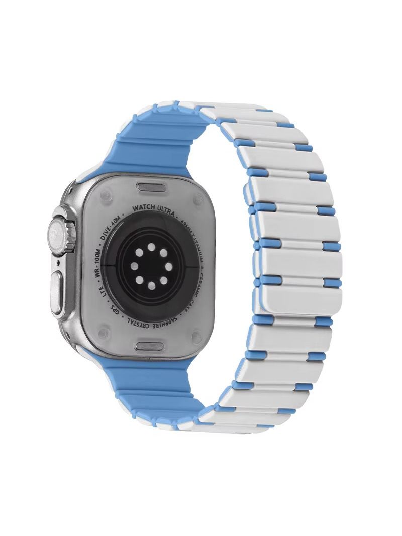 Ультра легкий двухцветный магнитный силиконовый ремень для Apple Watch Band Series 12 11 10 9 8 7 SE ультра удобный