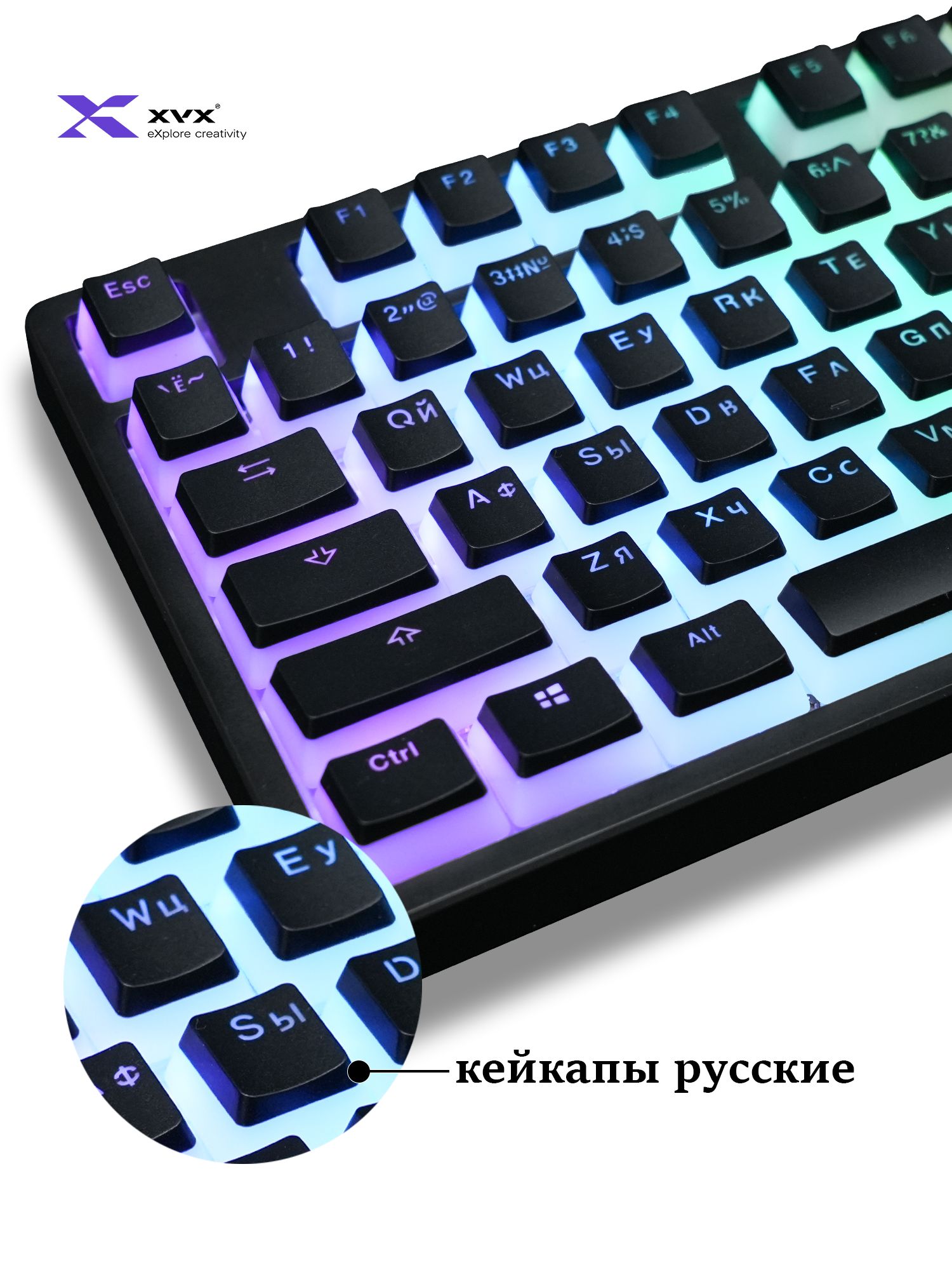 Кейкапы для механической клавиатуры XVX OEM с русской раскладкой (RU/EN) PBT Top Print "Черно-белый пудинг"
