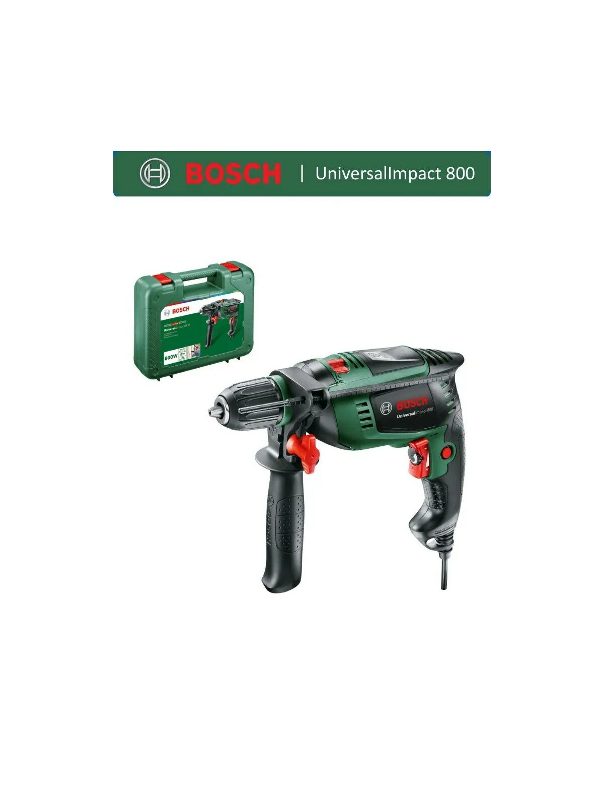 Дрель сетевая ударная Bosch UniversalImpact 800, 800Вт, 0603131100