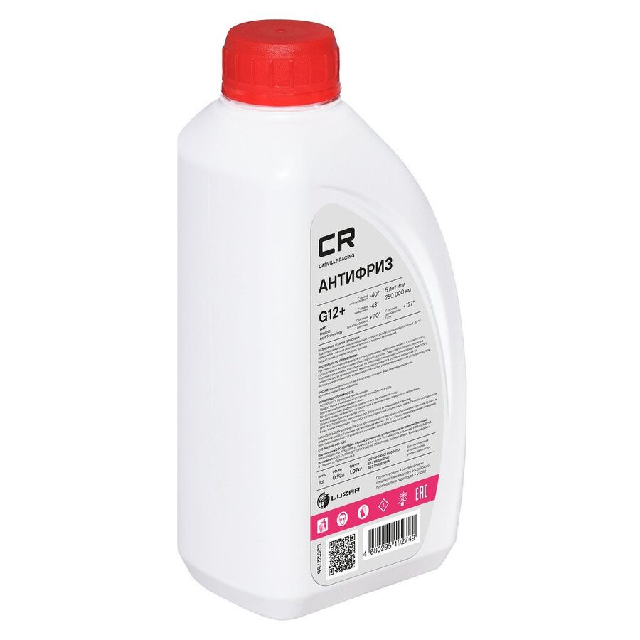 Антифриз Cr G12+ Oat -40 С, Красный, Готовый, 1Кг/0.94Л (L2022755) (Carville Racing L2022755)