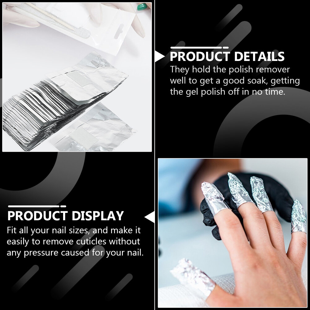 Gel Polish Remover Wraps 300 Pcs Удаление Гель Лака Подходит Для Всех Размеров Ногтей 9.00X6.50X0.10Cm