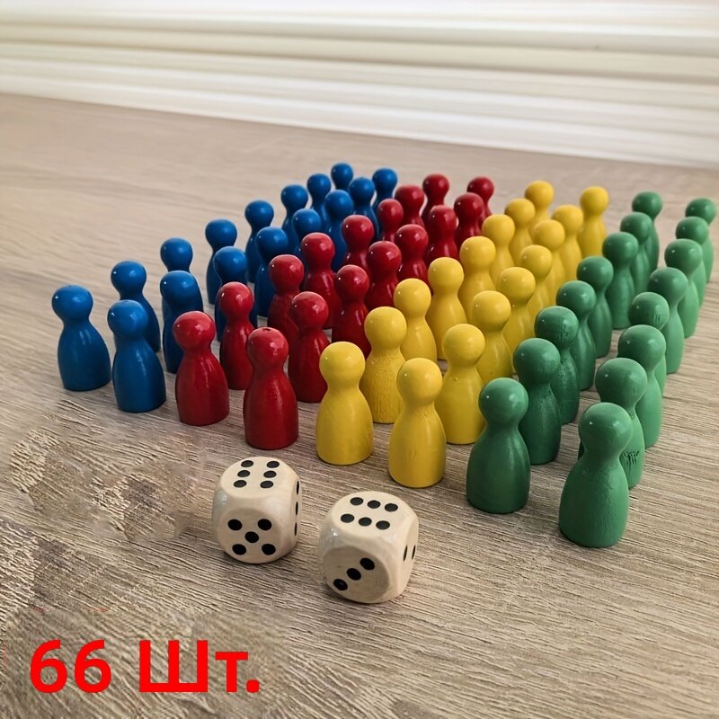 Деревянные шахматные фигуры в виде людей, головоломка, 66 шт.