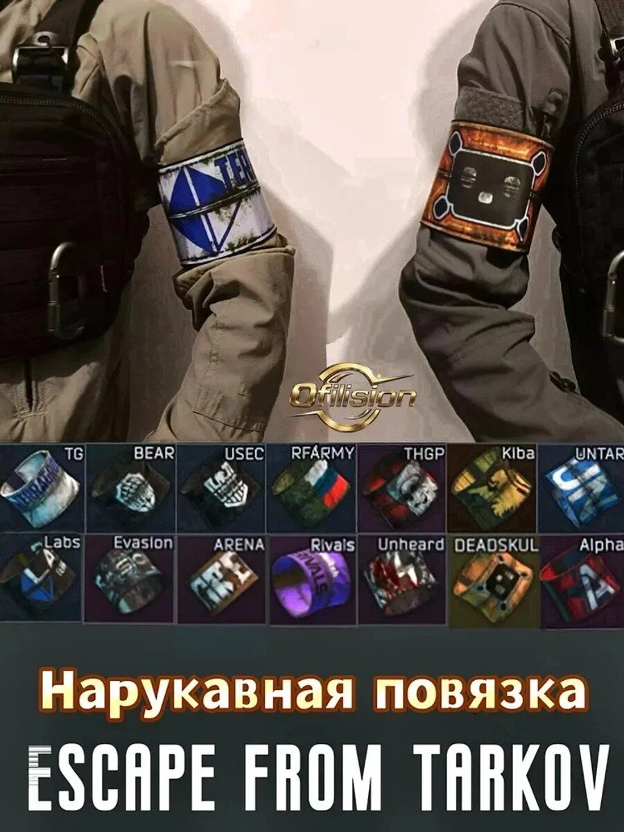 Двухсторонняя нарукавная повязка на липучке Unheard/ARENA, тактическая нашивка серии Escape from Tarkov на резинках