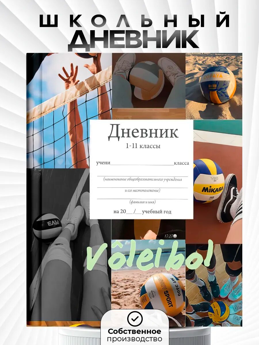 Дневник школьный 1-11 класс, c принтом волейбол, канцтовары