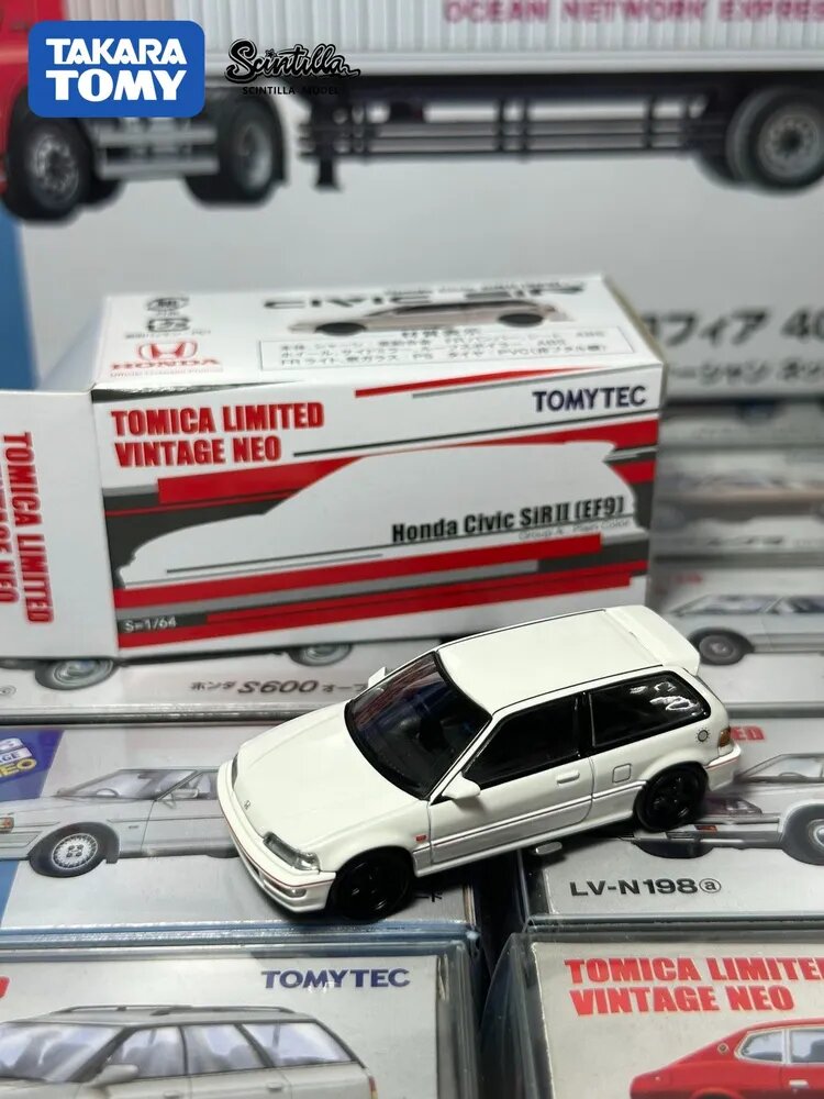 Машинка Tomytec 1/64 Tomica Limited Vintage Tomytec TLV LV-Honda CIVIC SiR II EF9 Hong Kong Limited Edition Alloy Car Model Collection Gift