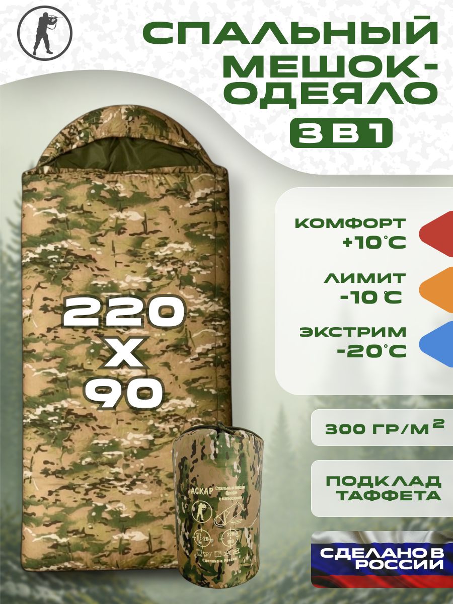 Туристический мешок спальный 220х90 / спальник -20 C