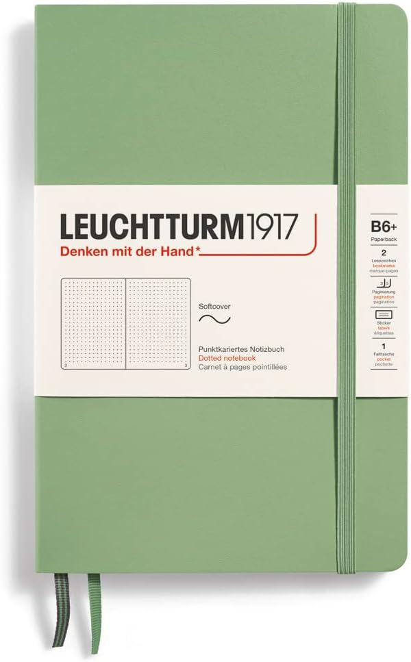 Блокнот Leuchtturm1917 формат (А6+) в горошек, 123 страниц, мягкая обложка, цвет Sage