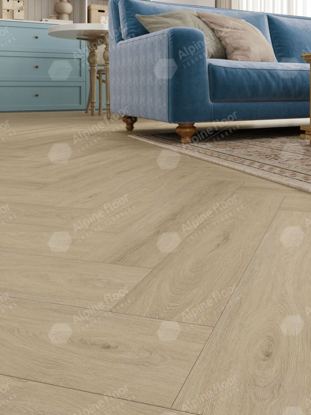 Ламинат SPC ёлочка Alpine Floor Parquet Light ЕСО 13-25 Дуб Денеб, толщина 4мм, площадь 1,95м. кв, планка 600х125х4
