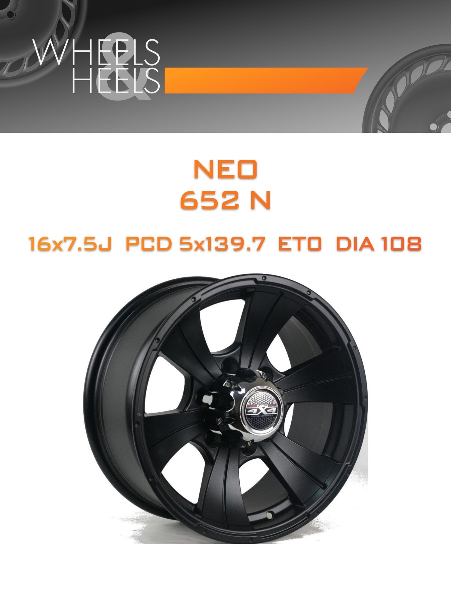 Диск автомобильный литой Neo 652 N 16x7.5 5x139.7 et0 dia108 BLM