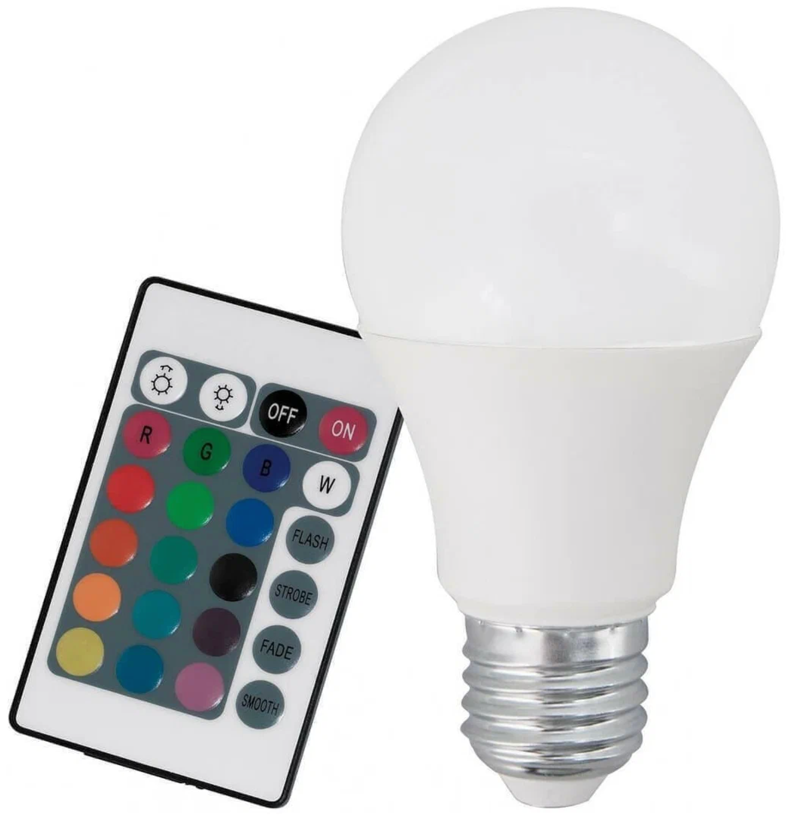Светодиодная лампочка Е27 RGB разноцветная с пультом 3 Вт SM