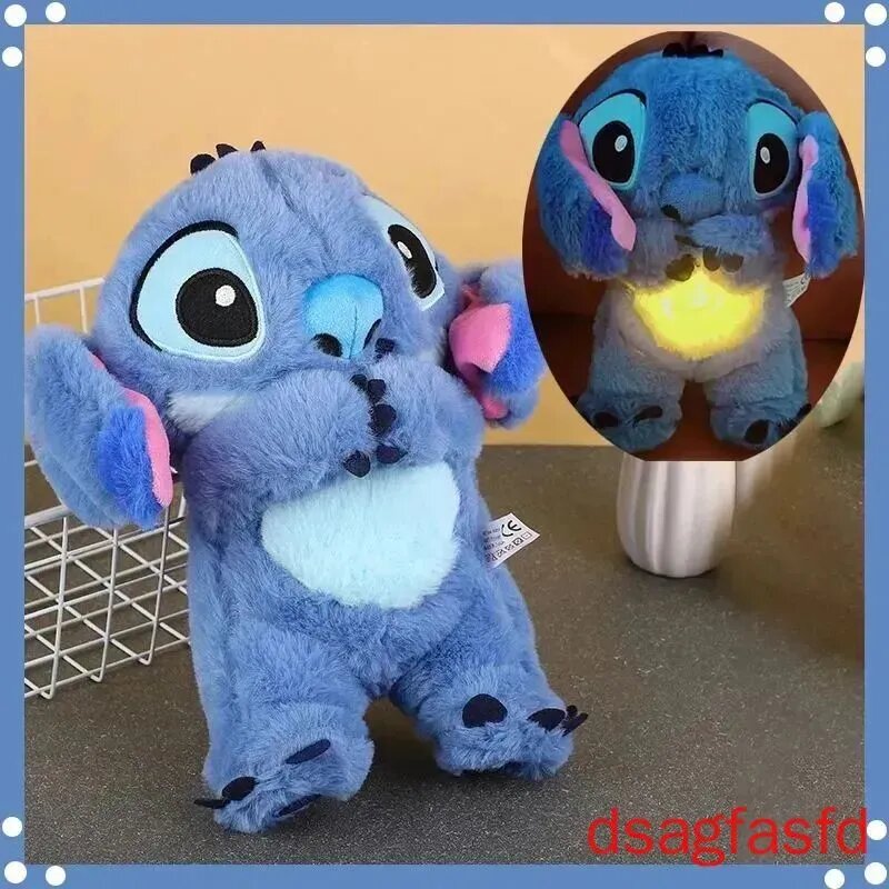 Игрушка для сна, Стич , дышит, светится, Комфортер.28cm(синий)