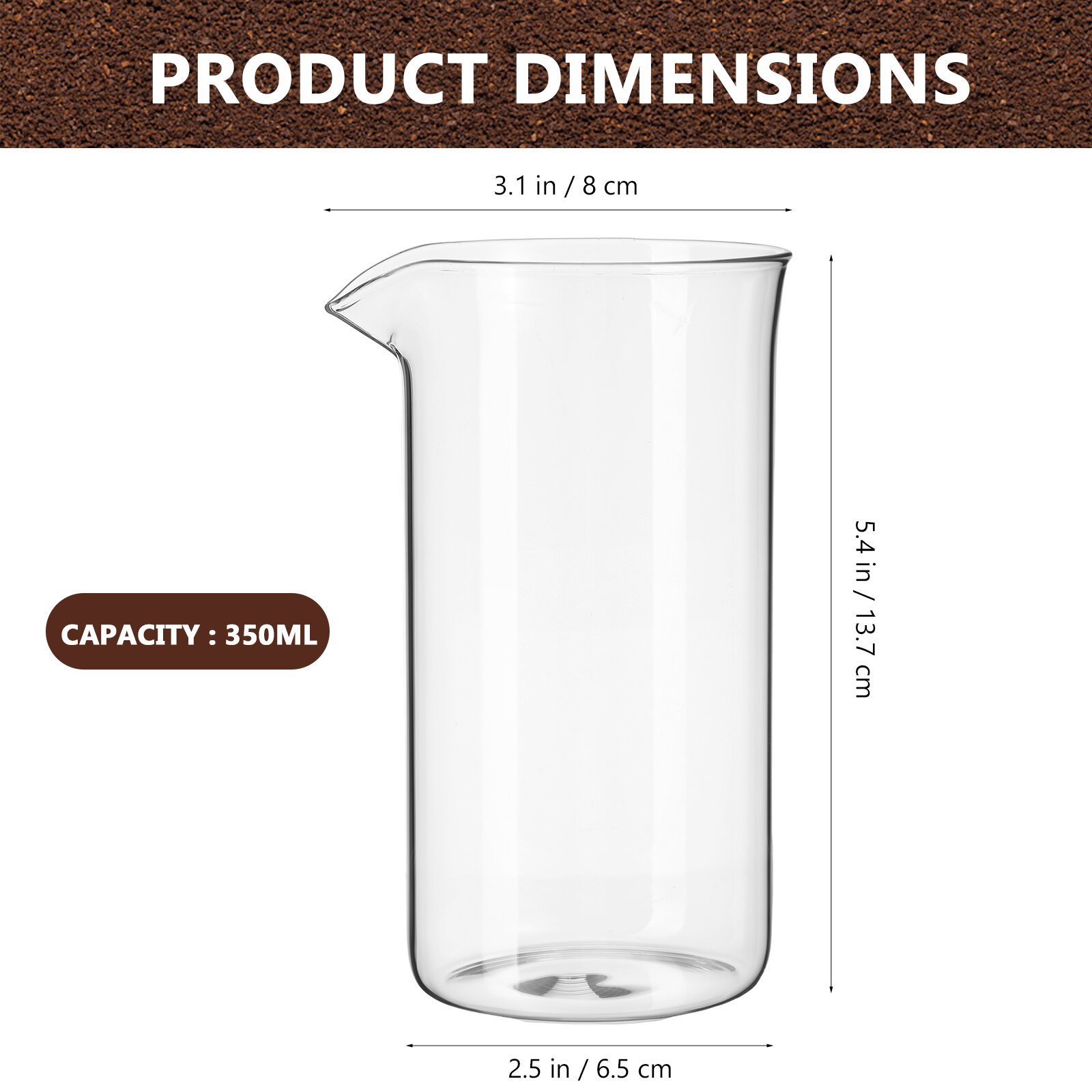 Прозрачный Стакан Для Кофе И Чая Объемом 15.2X9.6X8.5CM Из Надежного Материала