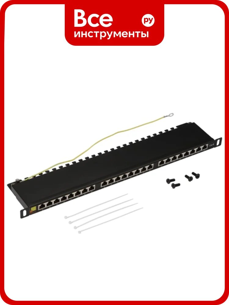 Патч-панель LANMASTER STP, 19, 24 порта RJ-45, категория 6, 0.5U, компактная LAN-PPC24S6
