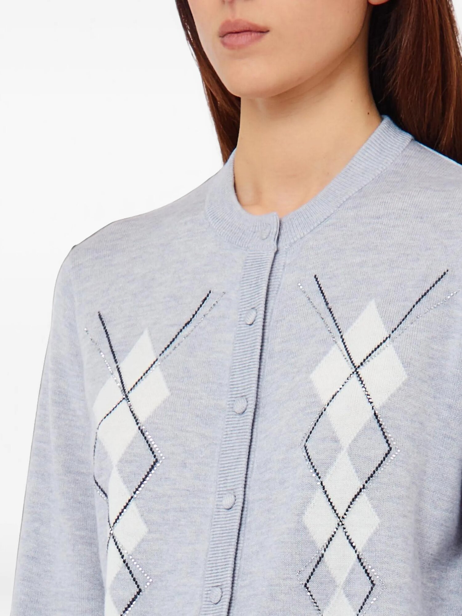 Кардиган LIU JO Wool cardigan with argyle-pattern, размер 42, blue — фото 1